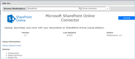 Setting up the SharePoint cloud connector to upload files to SharePoint ...